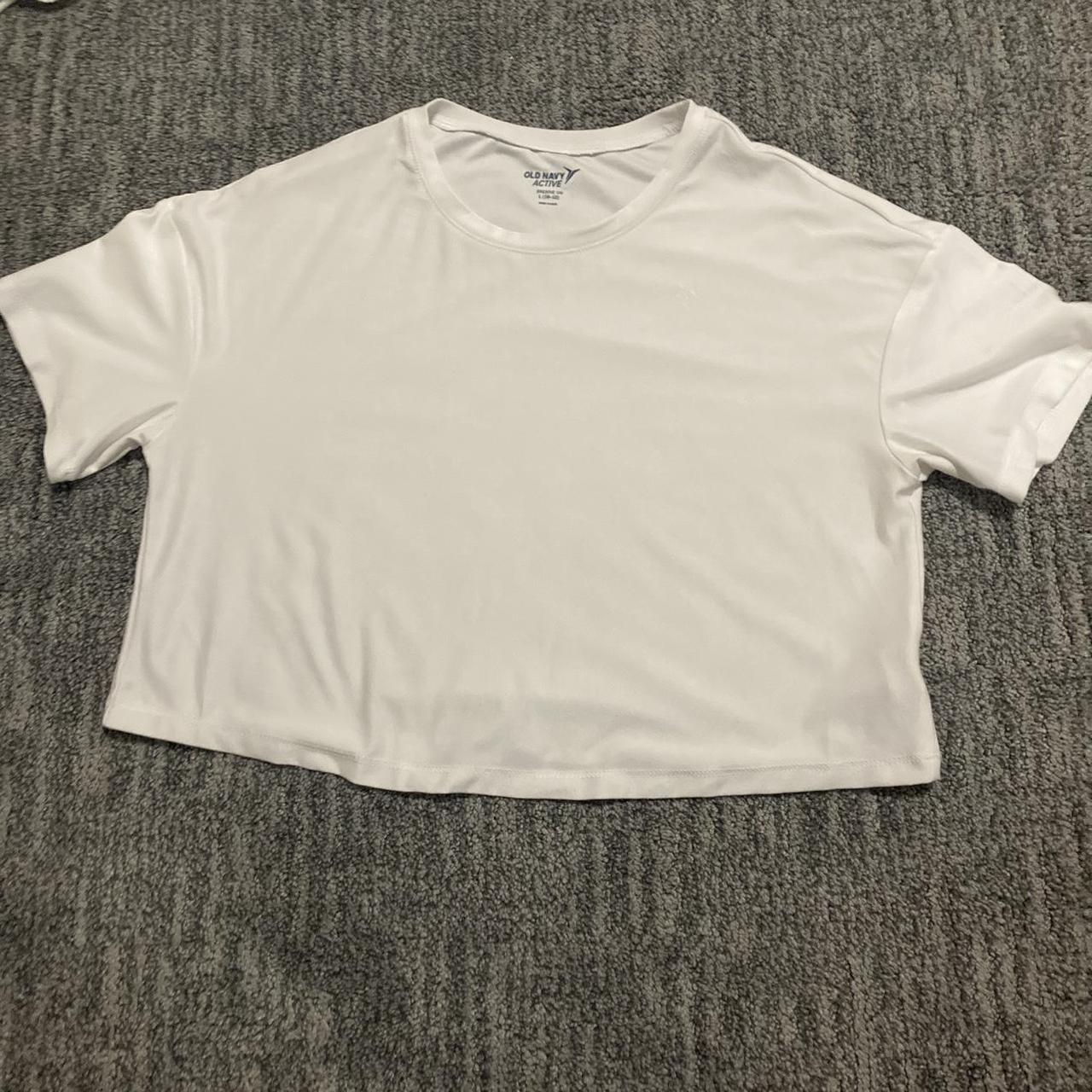 boxy white workout crop top this top goes great... - Depop