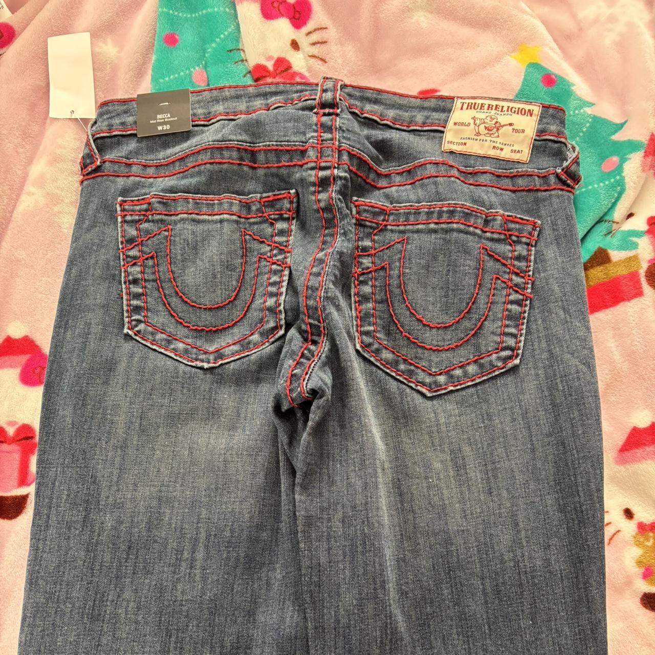 True Religion red and navy jeans mid rise Becca... | Depop
