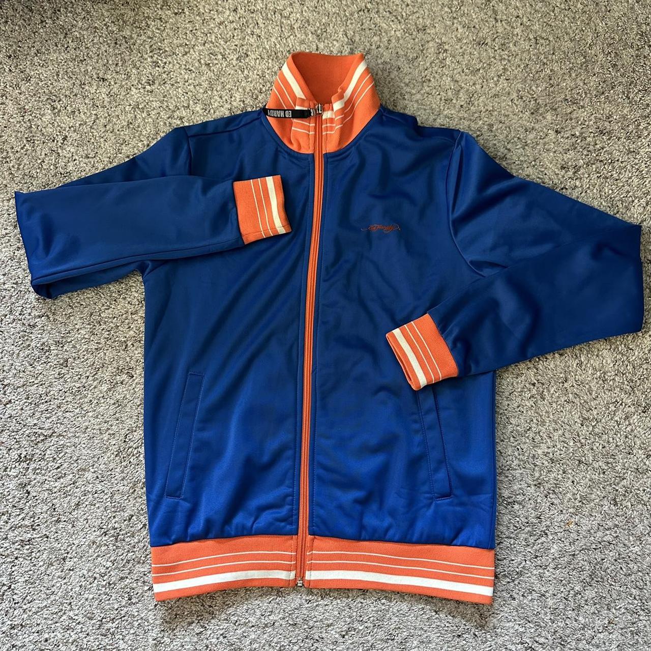 Ed Hardy Tiger Logo Full Zip Lightweight Jacket Blue... - Depop