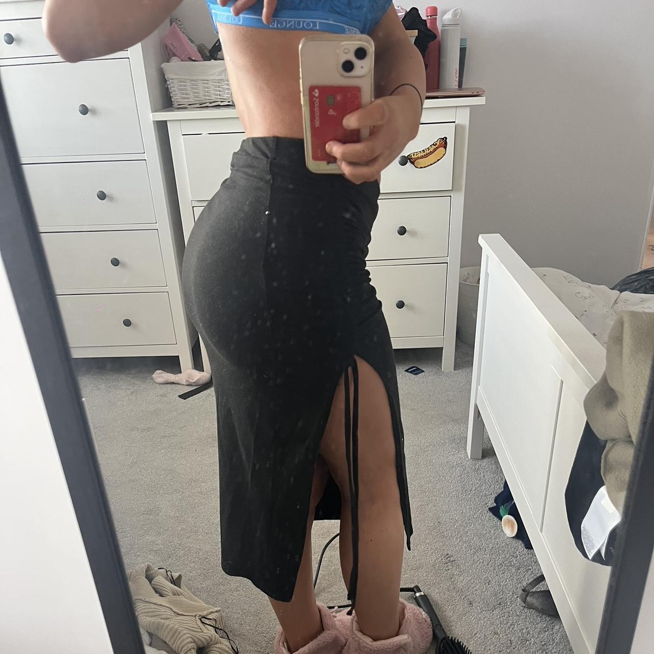 Shein xs black tie skirt - Depop