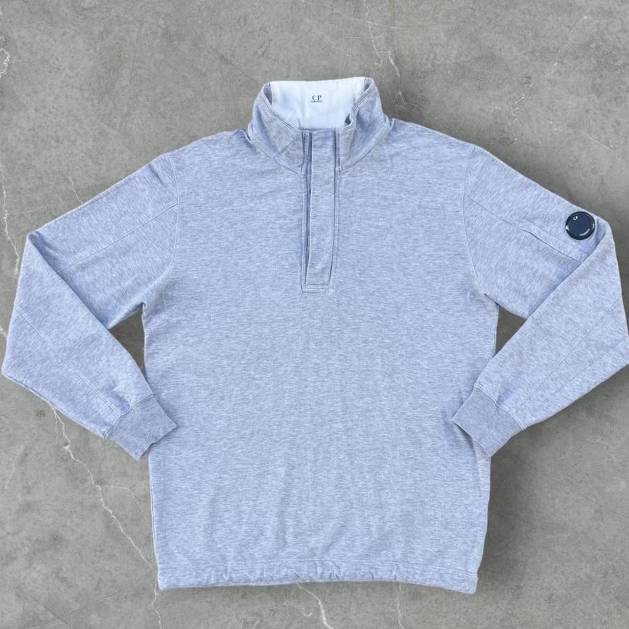 CP Company Quarter-Zip Jumper Colour - Light grey... - Depop