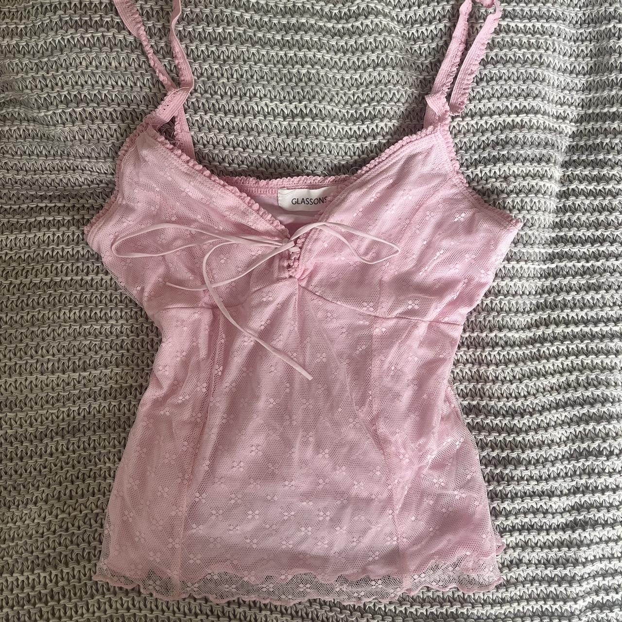 pink glassons top - never worn - Depop