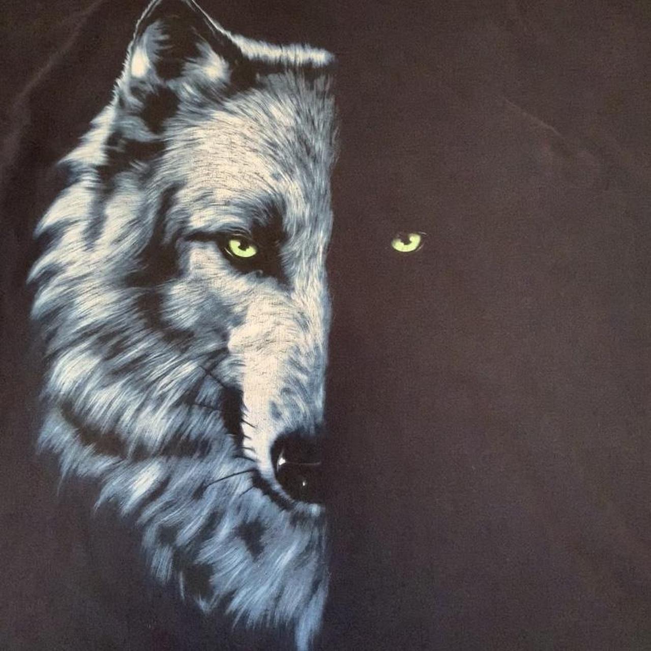 -Y2K Wolf shirt🐺 -Size XXL -Measurements ~ 25” x... | Depop