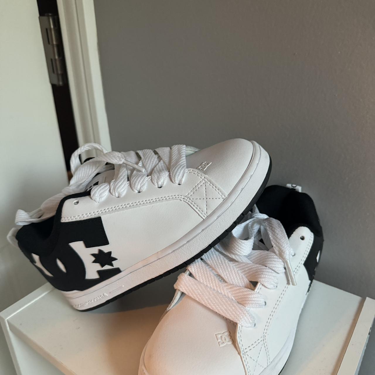 DC Shoes white and black trainers Worn once trying... - Depop