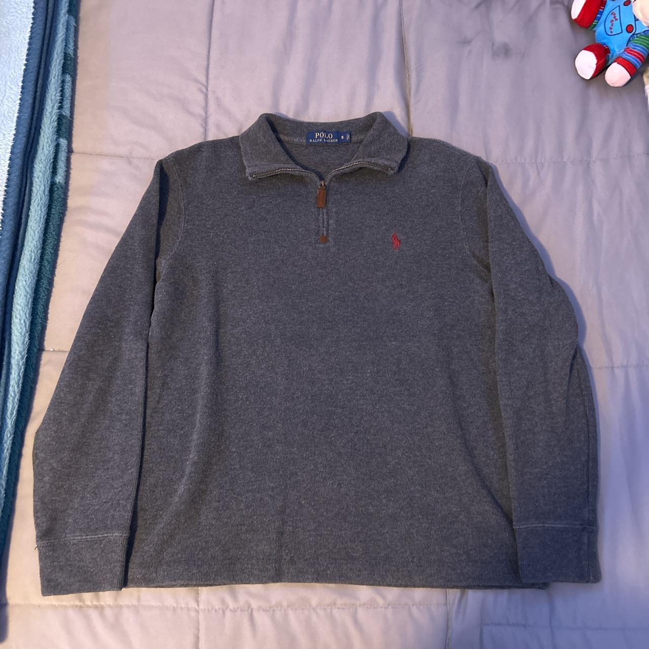 Grey polo Ralph Lauren quarter zip with red polo... - Depop