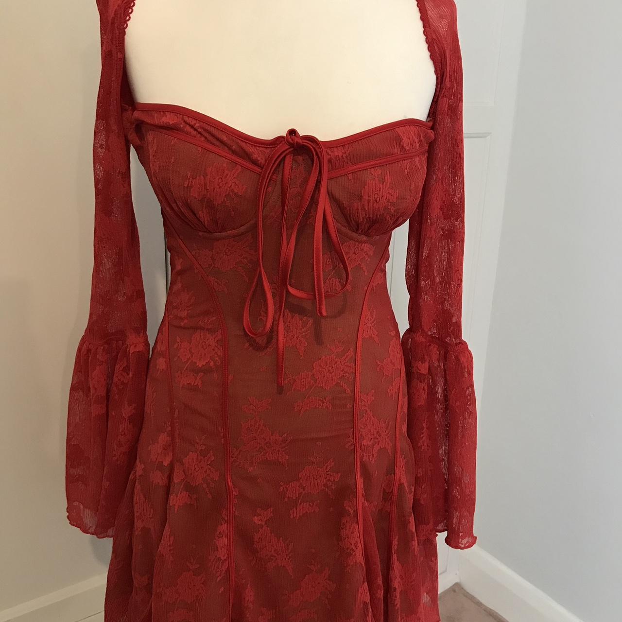 House of CB Analissa Red Lace Dress size 12/14.... - Depop