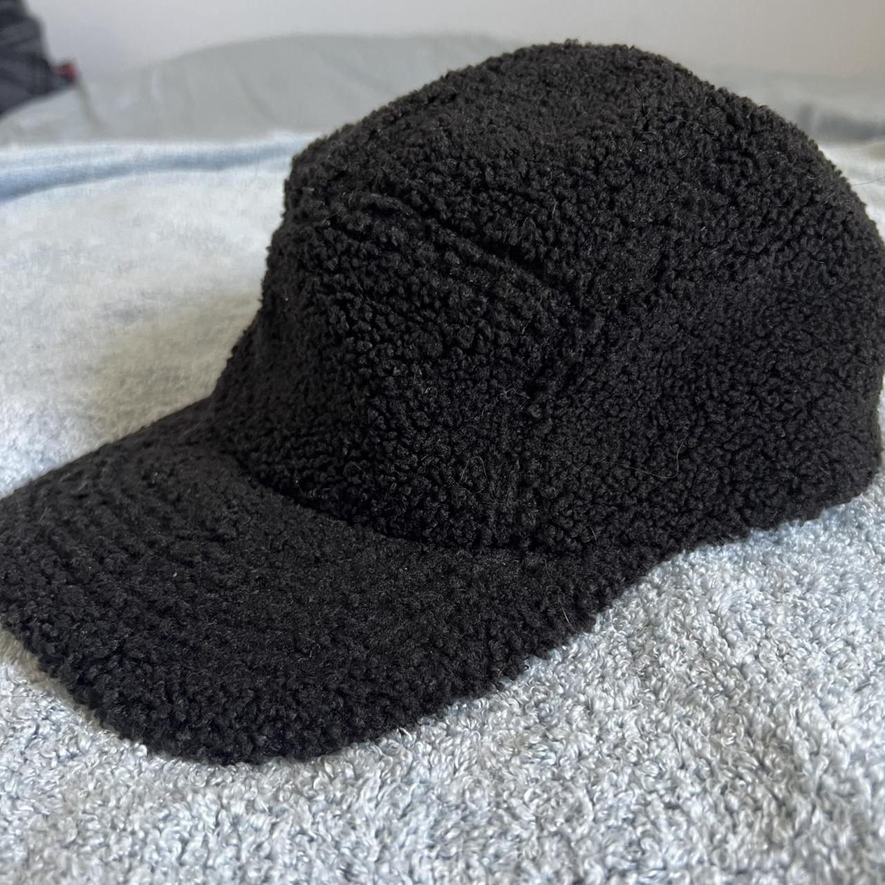 Fuzzy black hat / cap! The texture is so unique! - Depop