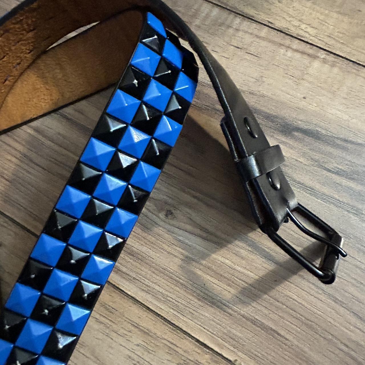 blue emo studded belt runs size s #emo #belts - Depop