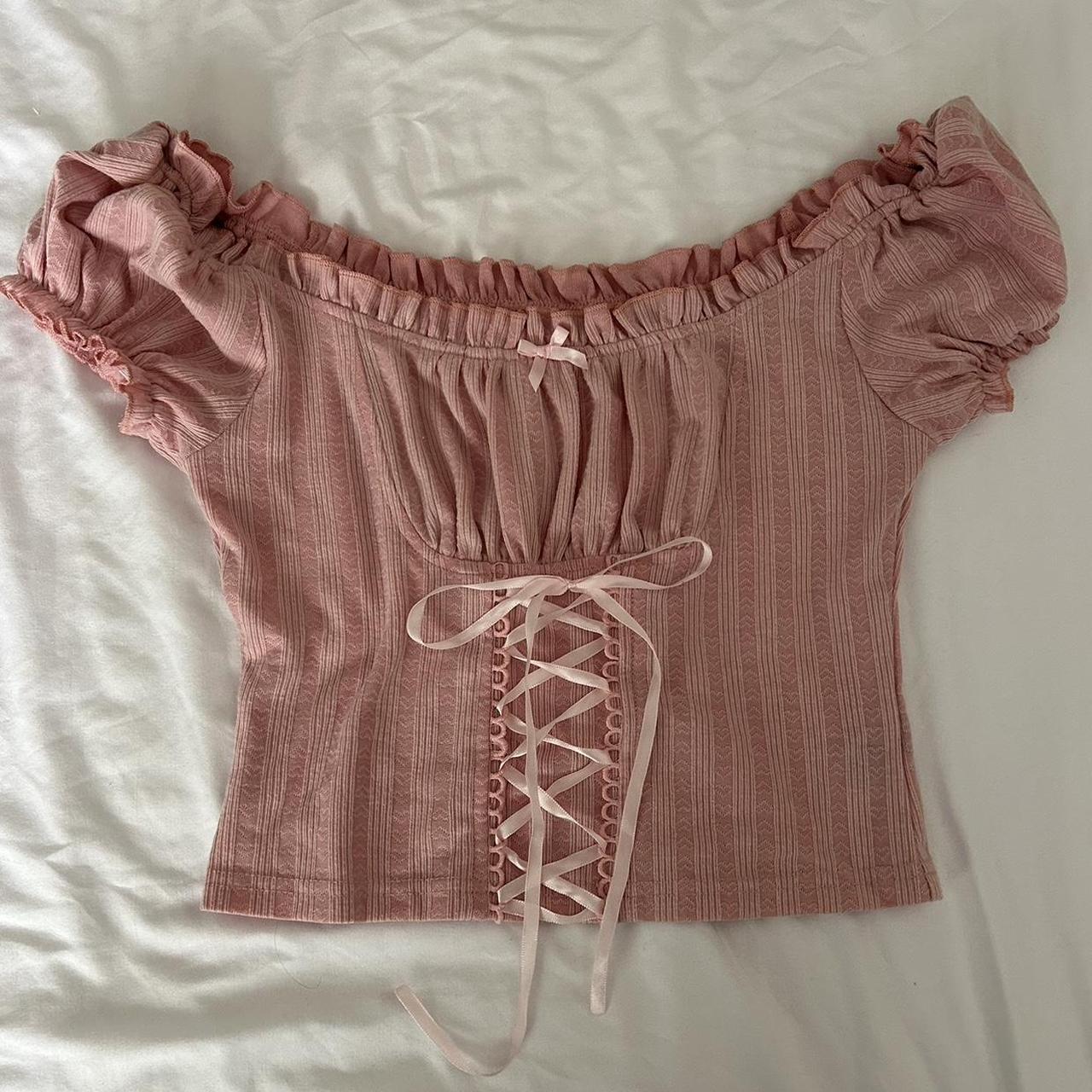 Cider Pink Coquette Lace-up Top #coquette#dollette - Depop
