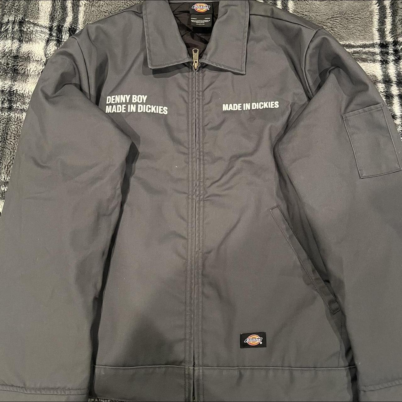 Dickies grey work jacket, labeled large but fits... - Depop