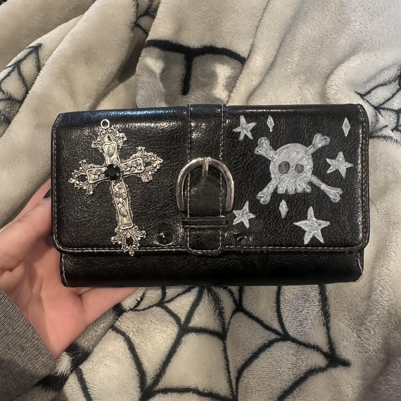 upcycled emo wallet with charm on the back... - Depop