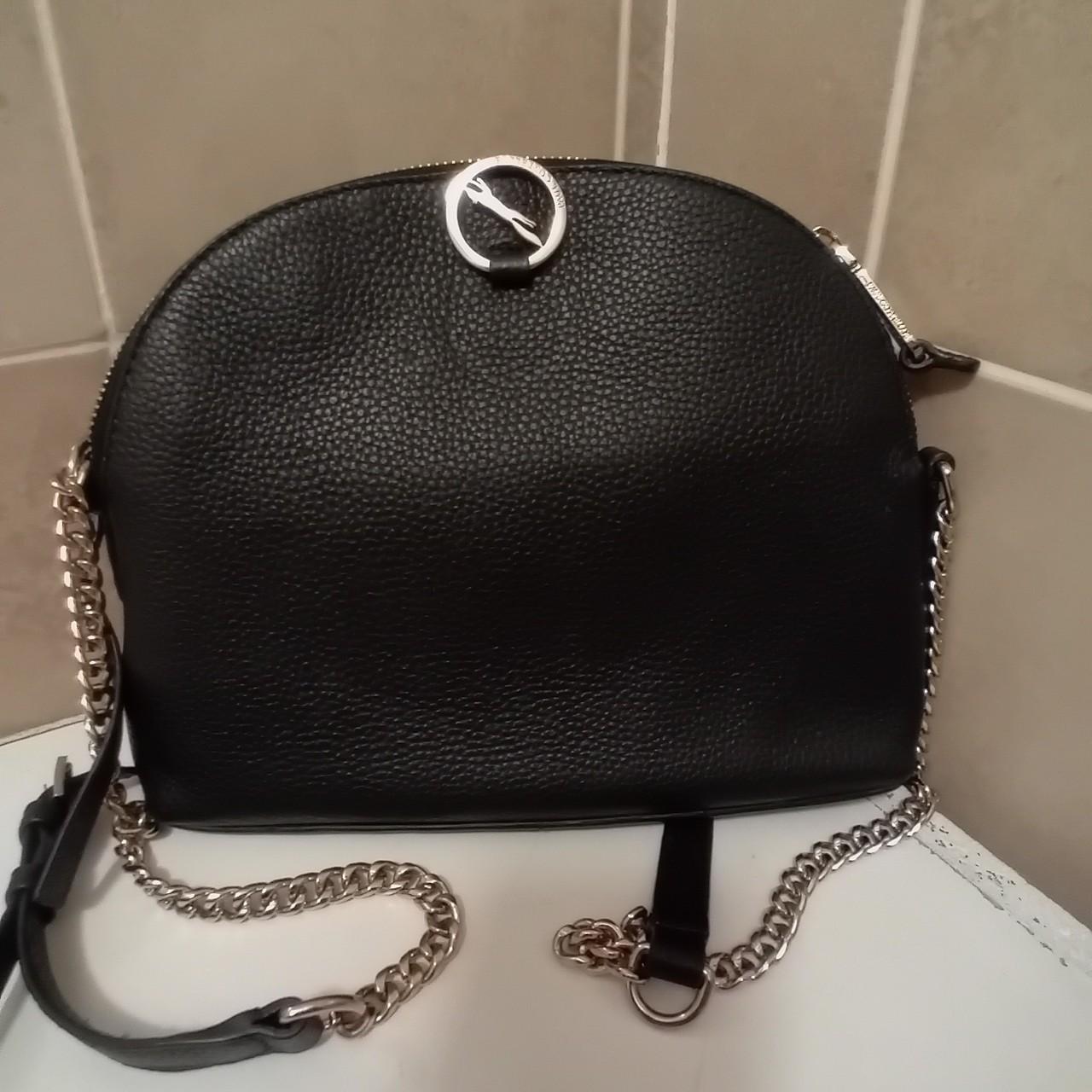 Paul Costello black leather shoulder bag with silver... - Depop