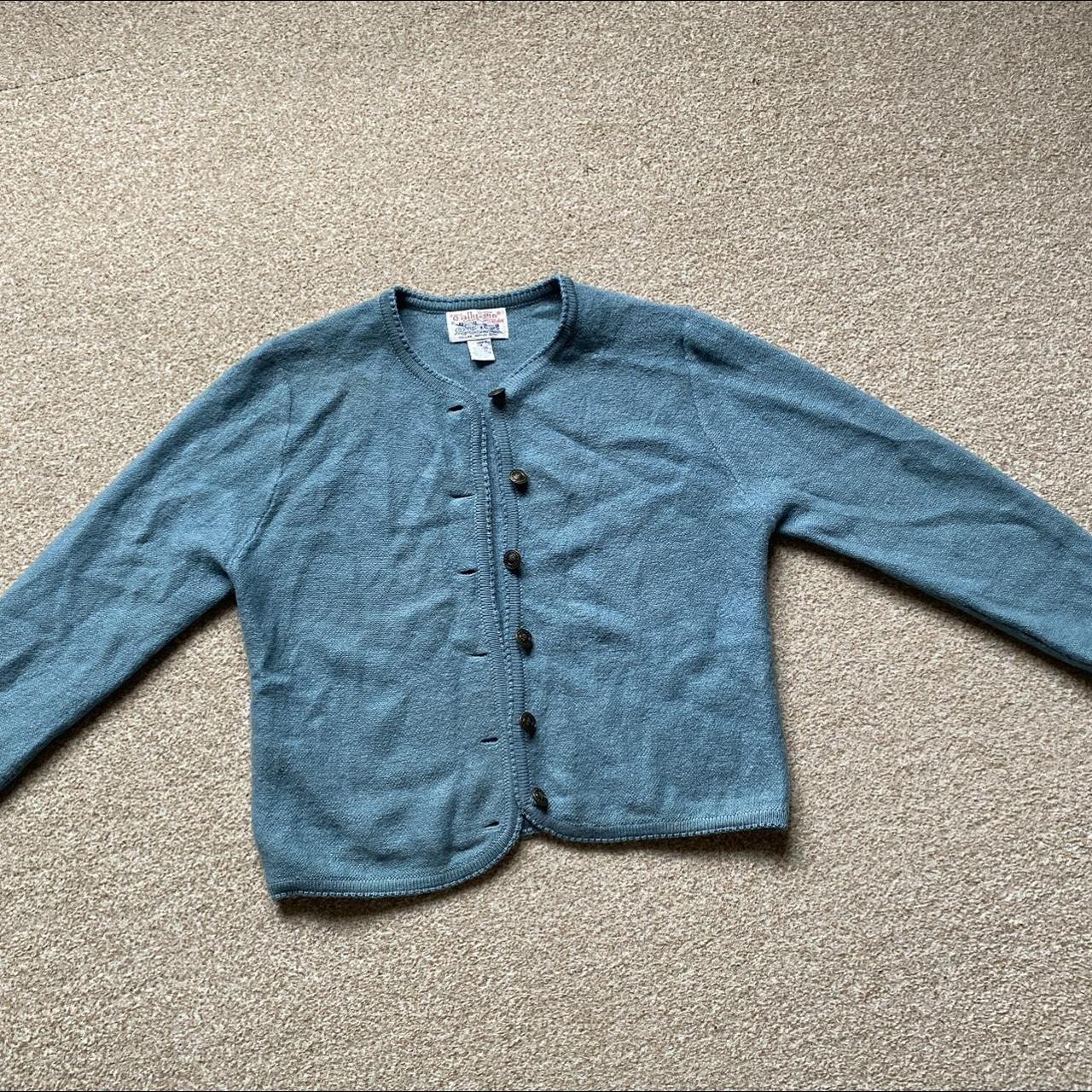 Women’s gorgeous blue wool cardigan. Barely worn so... - Depop