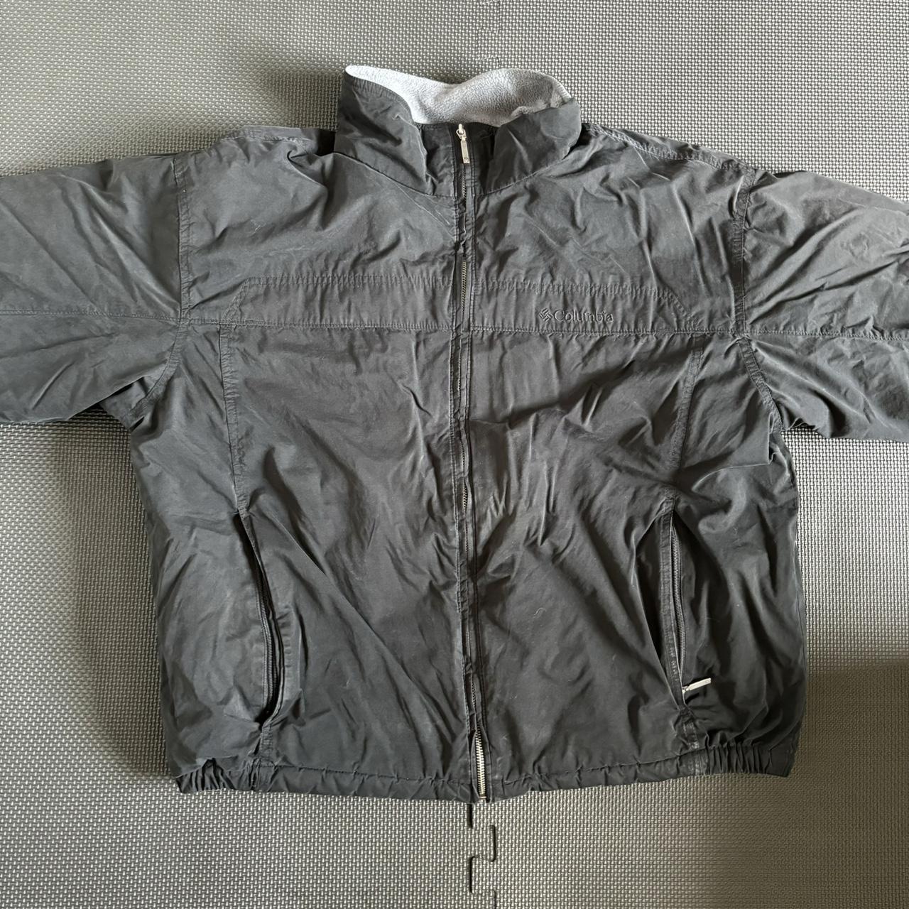 y2k columbia puffer fuzzy black jacket men’s size... - Depop