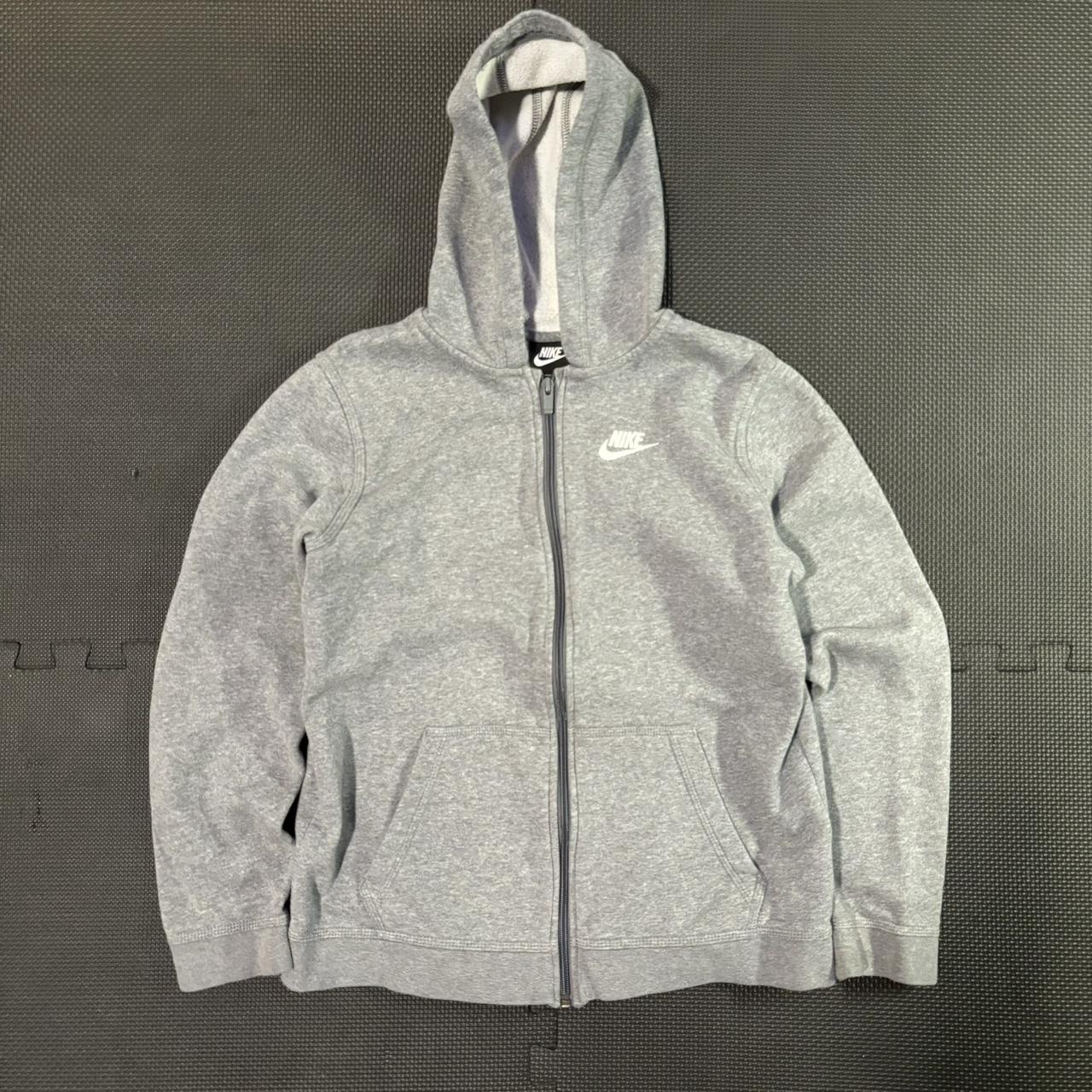 grey nike zip up hoodie tagged XL youth / same as... - Depop