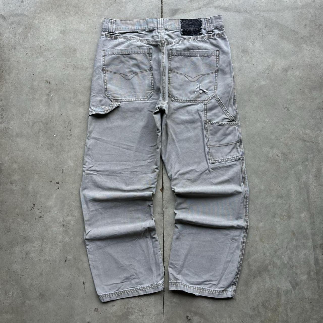 Y2K harley davidson tan carpenter pants tagged size:... - Depop