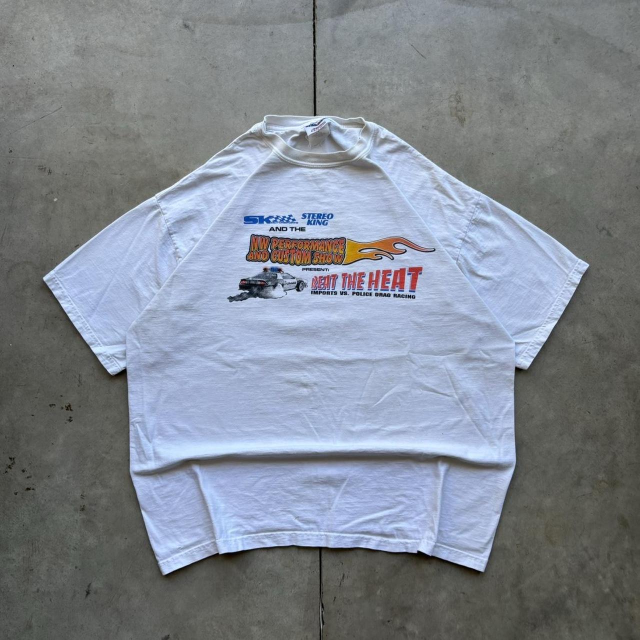 Y2K car racing hot rad racing flames shirt / tagged... - Depop