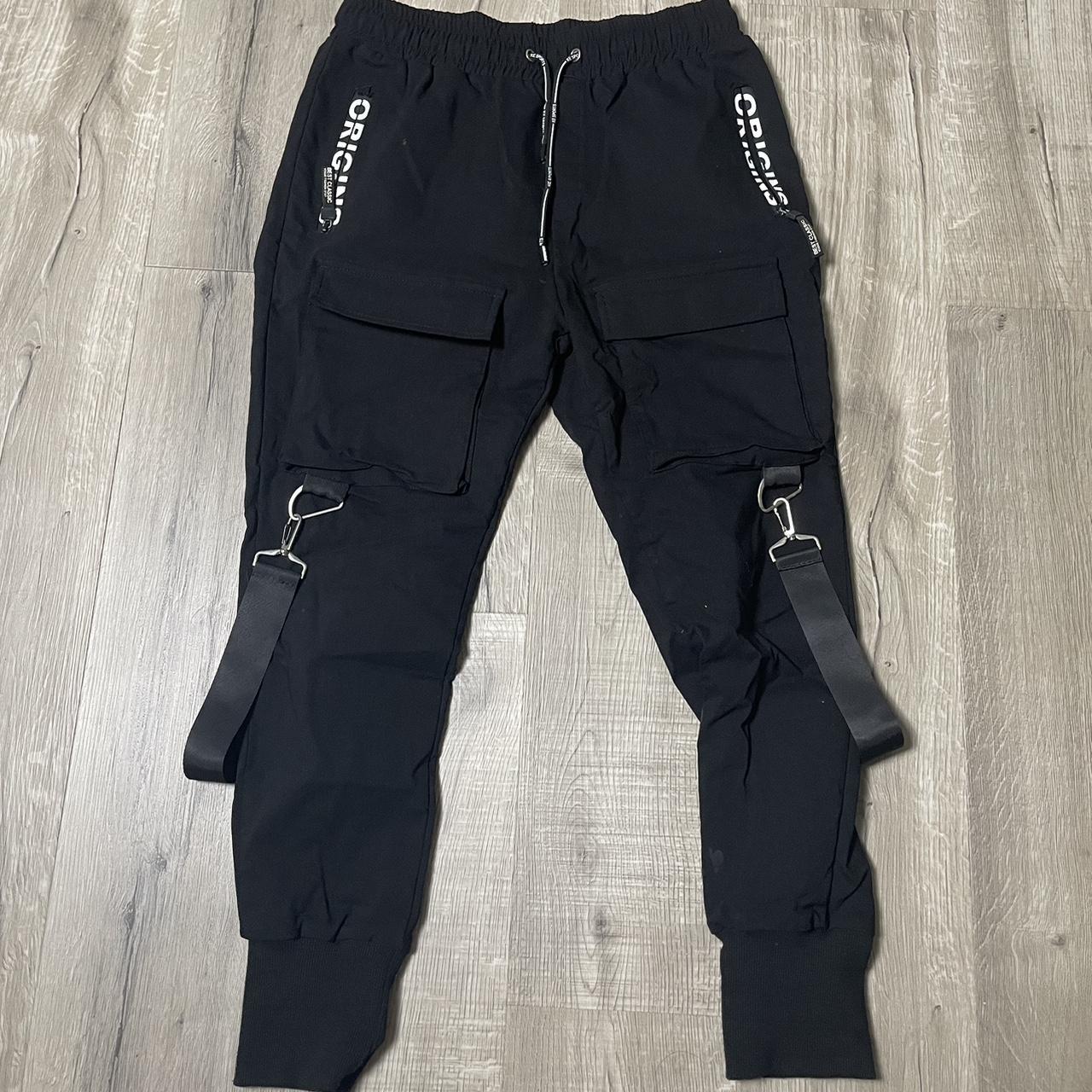 Black Tech Wear Pants - has 4 pockets in front ( 2... - Depop
