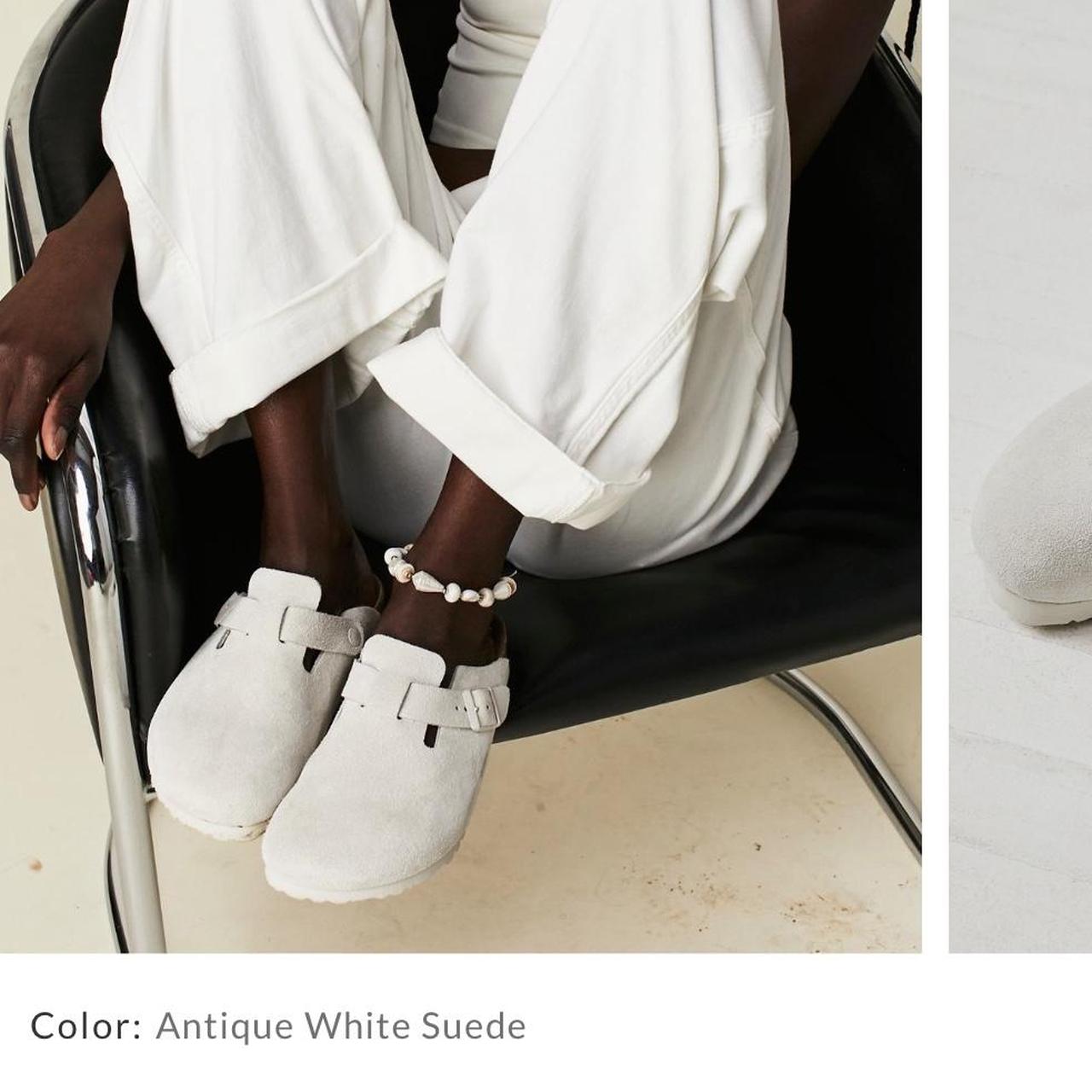 Birkenstock Boston clogs. Antique white suede.... - Depop