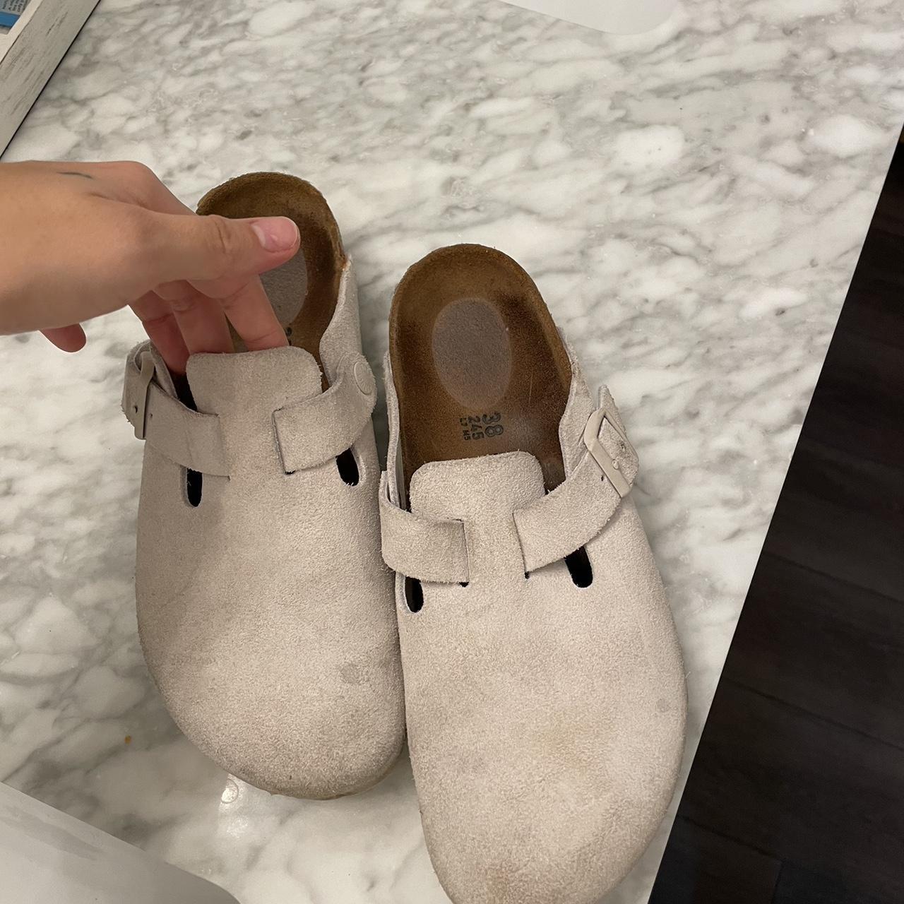 Birkenstock Boston clogs. Antique white suede.... - Depop