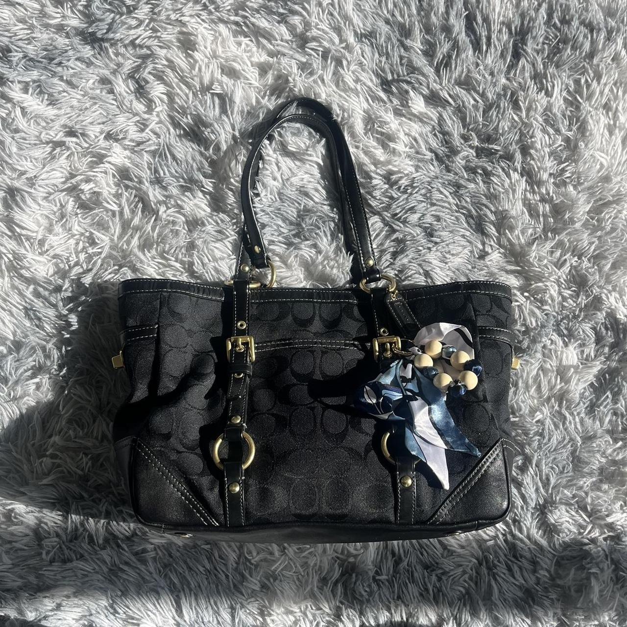 Coach Black Signature Jacquard Monogram w/ Gold... - Depop
