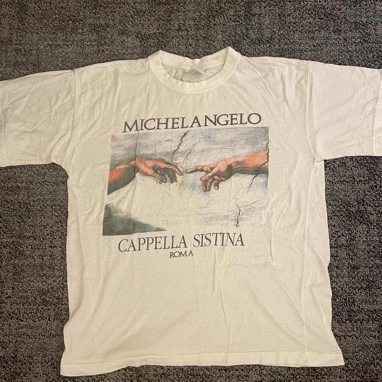 vintage Michael Angelo Cappella Sistina art tee fits... - Depop