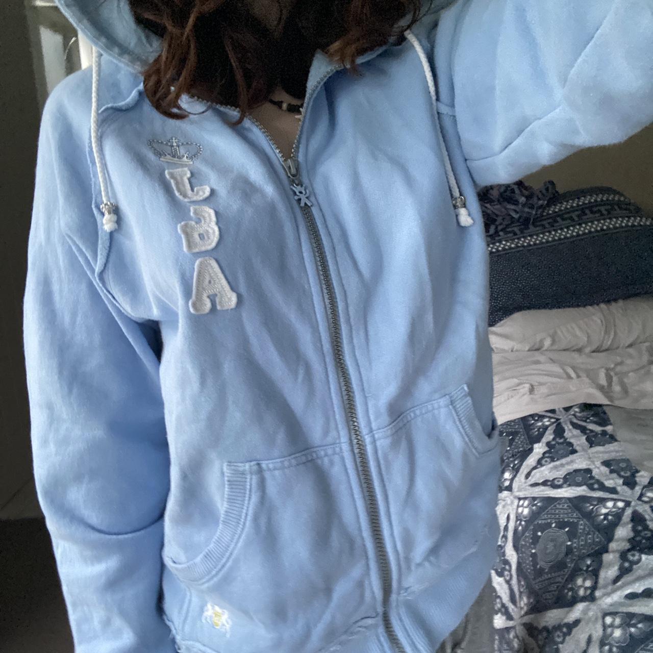 cute baby blue zip up 🌀 repop this hoodie is so... - Depop