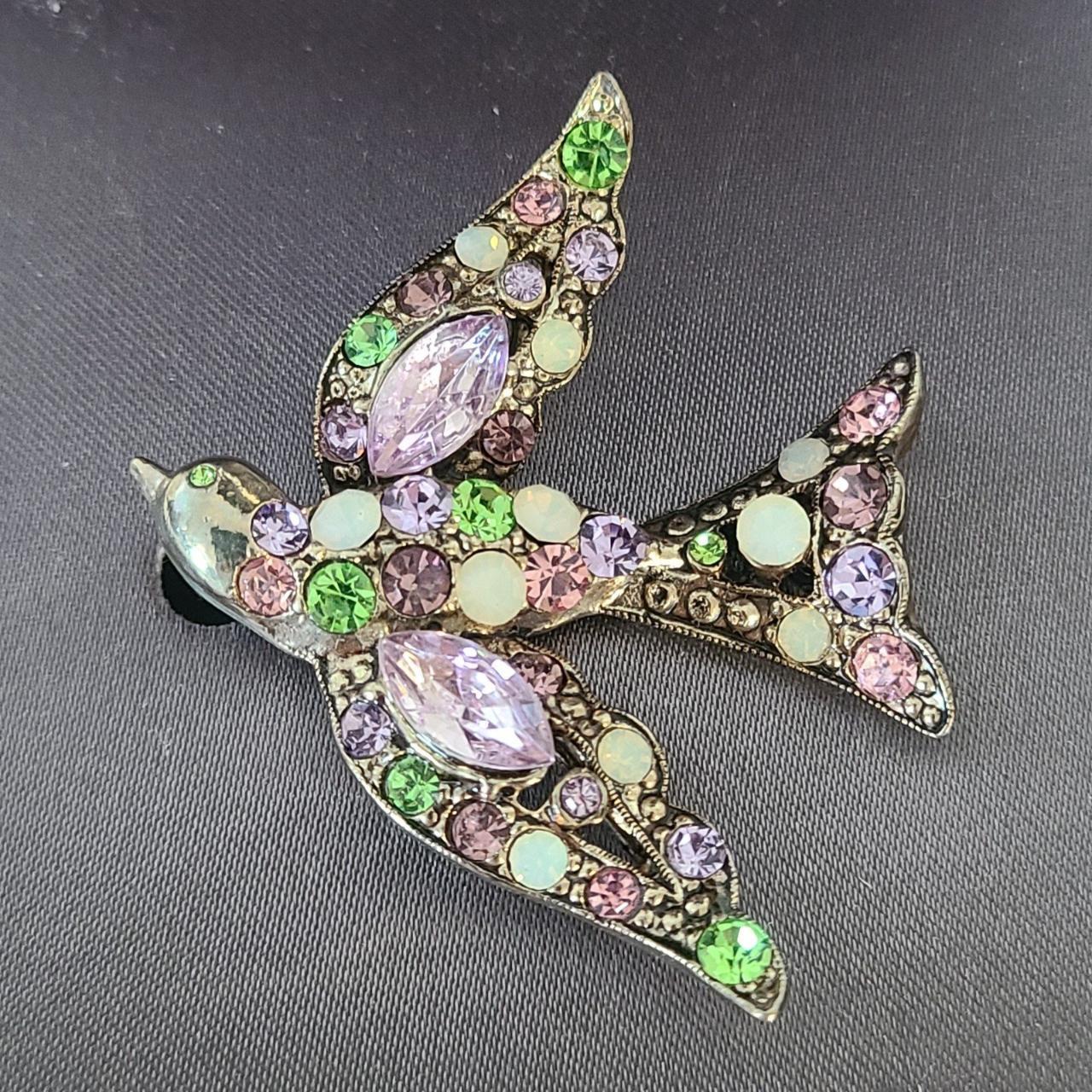 Dillards Multicolor Bird Brooch Pin Rhinestone New... - Depop