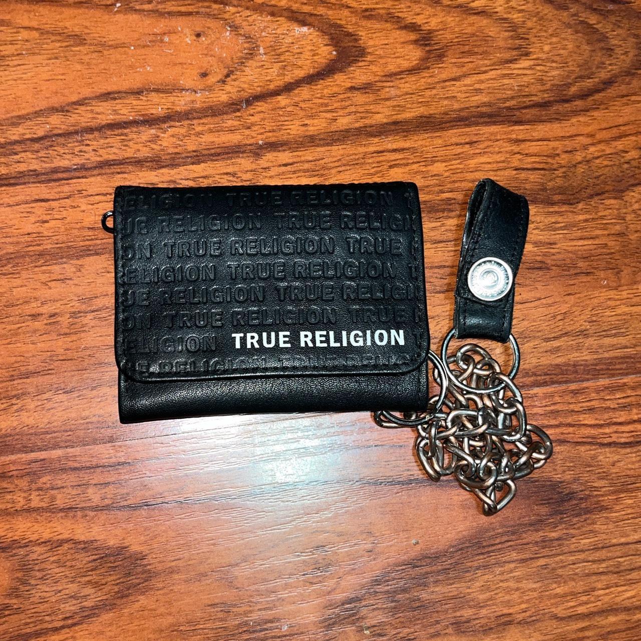 True Religion Leather Bifold Wallet - Depop