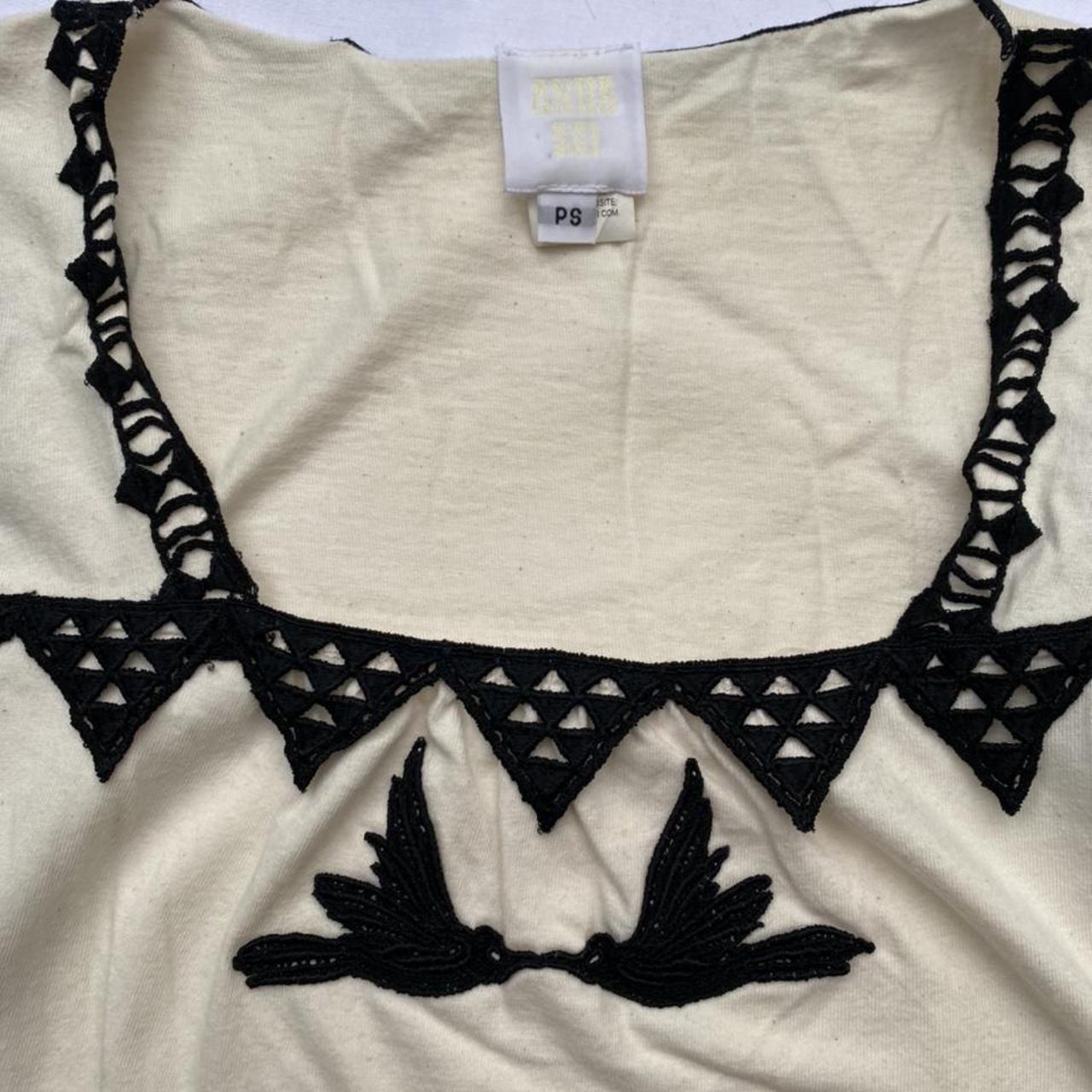 2000s Anna Sui peasant top. Lovely tulle/lace trim... - Depop