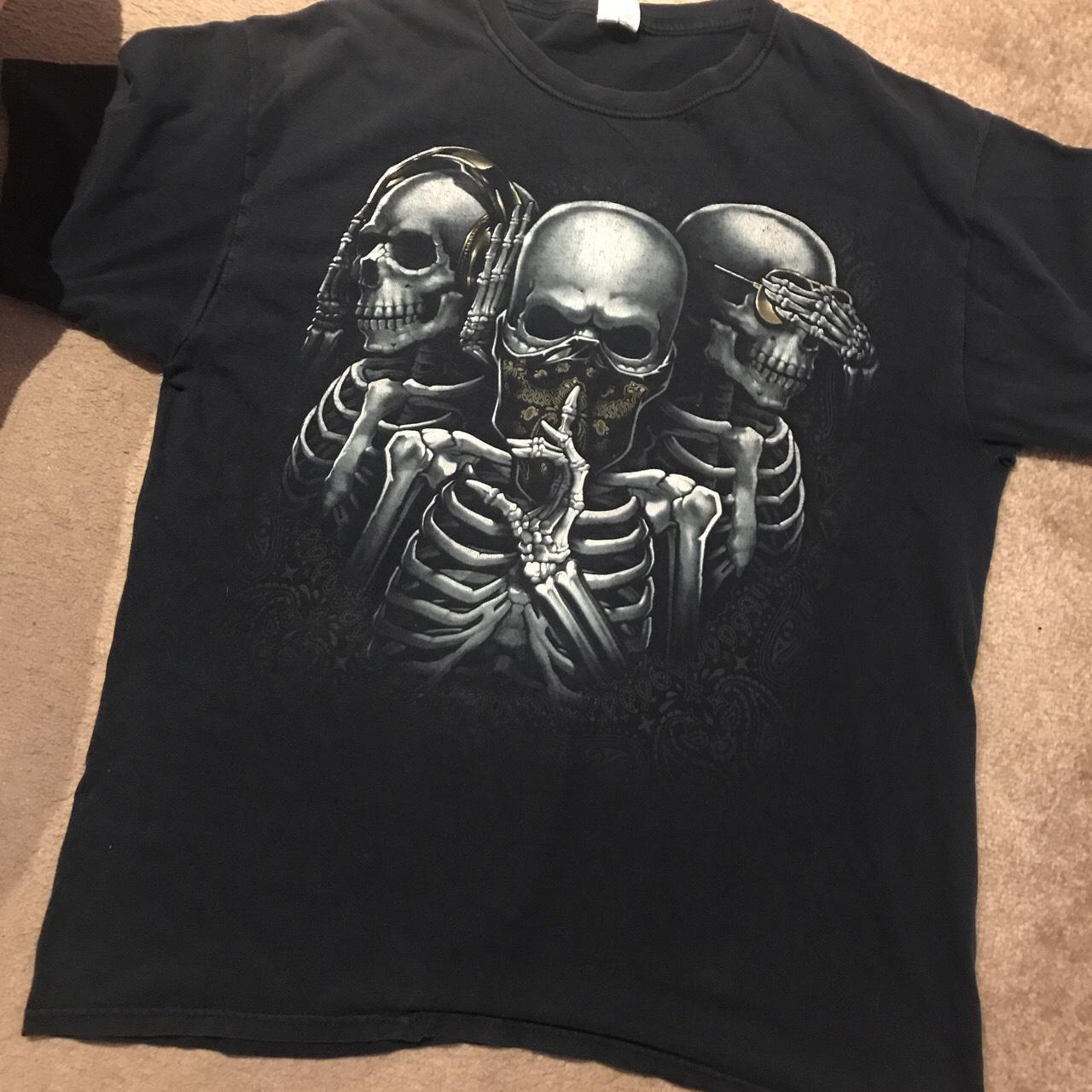 Y2K. Grunge. Rock. Emo. Goth. Band. Skull print... - Depop