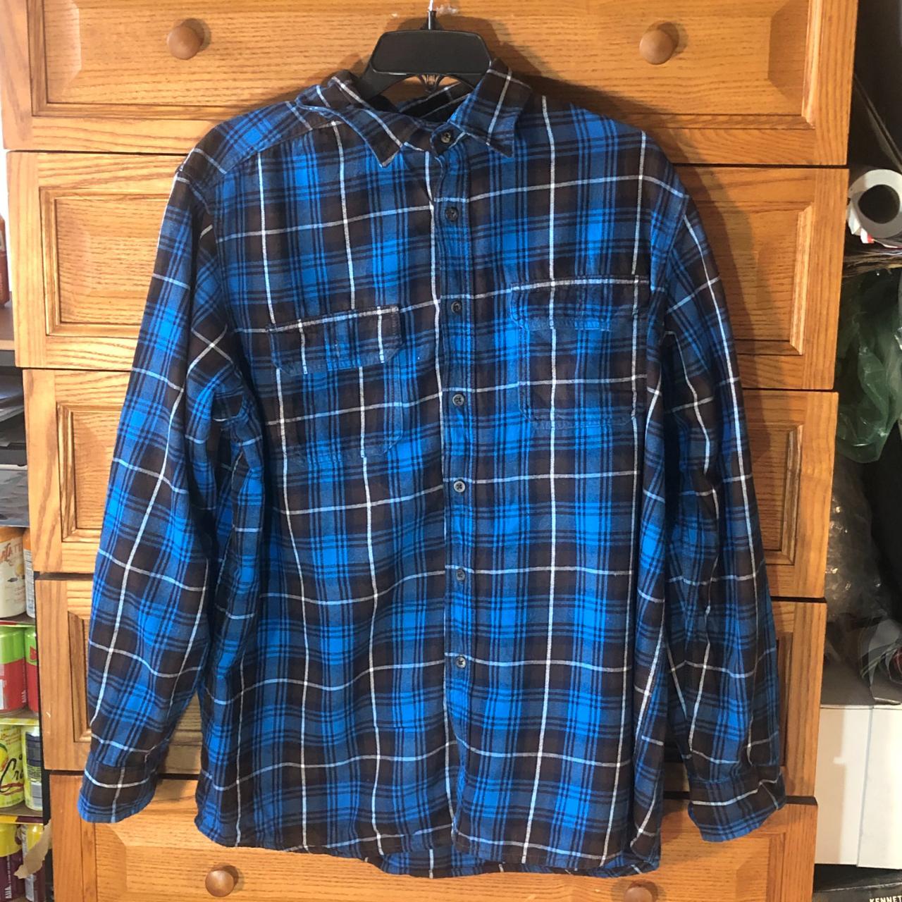 Faded Glory Flannel in Blue/Black. Size large, fits... - Depop