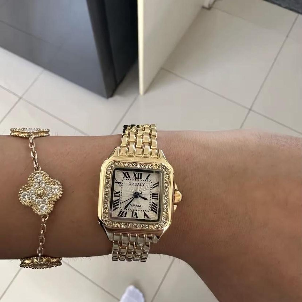 Clarine vintage 14K gold plated watch. Stainless... | Depop