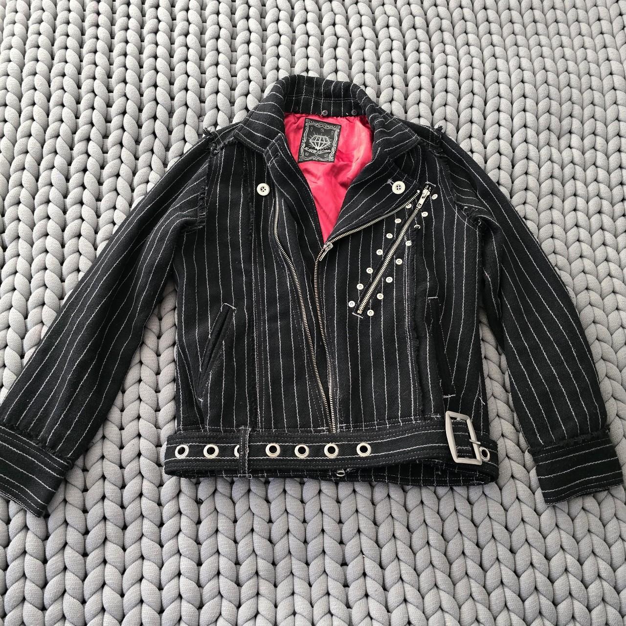 Algonquins pinstripe moto jacket. #jfashion #vkei... - Depop