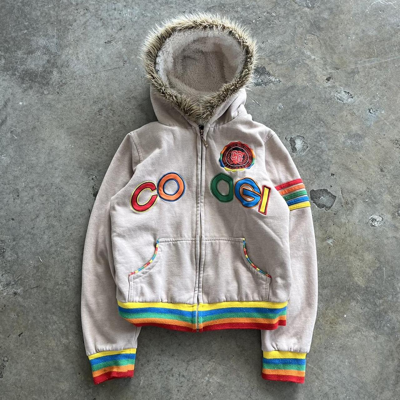 Y2K women’s Coogi zip up. Fur hood, sherpa lining.... - Depop