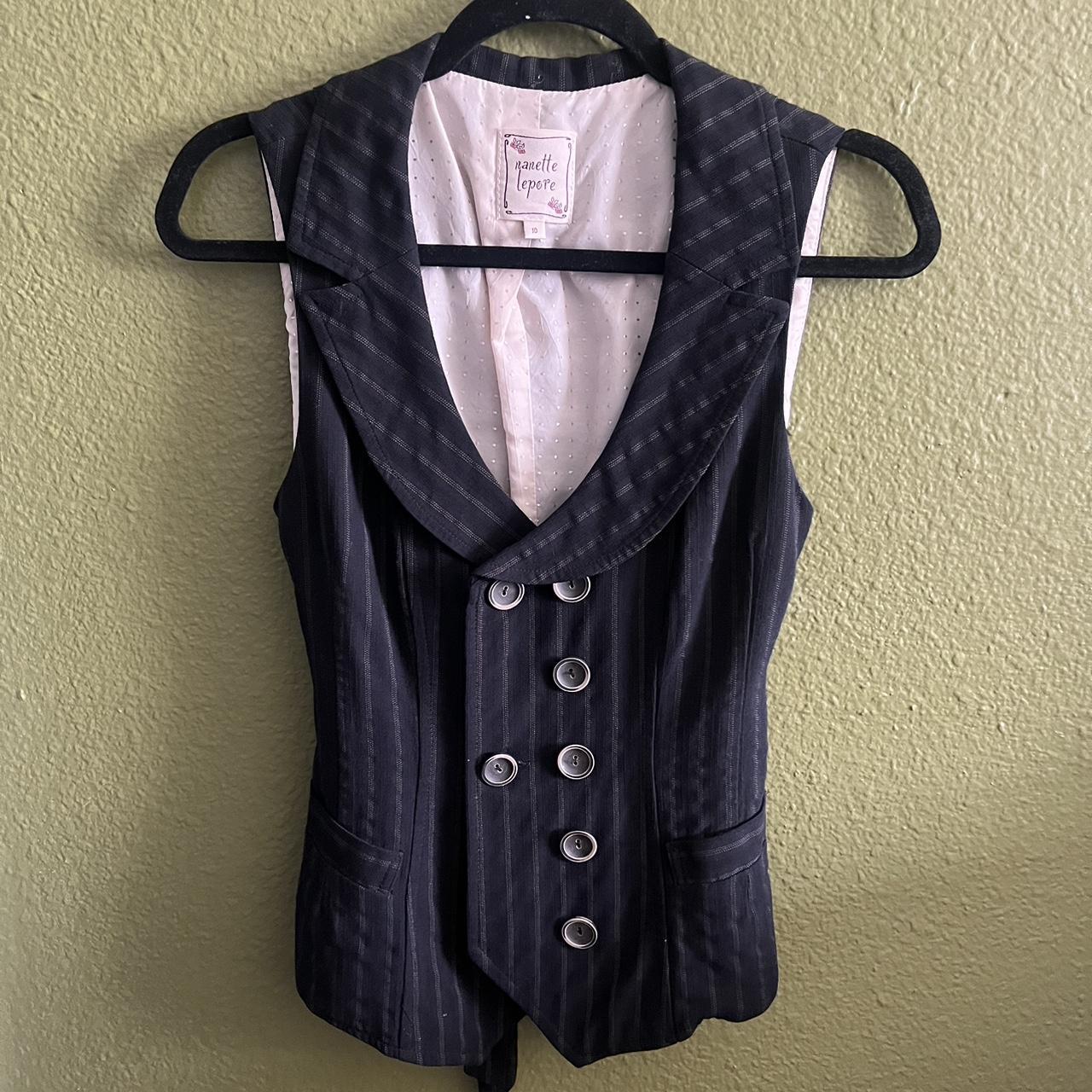 Y2k Pinstripe Button-up Vest Perfect... - Depop