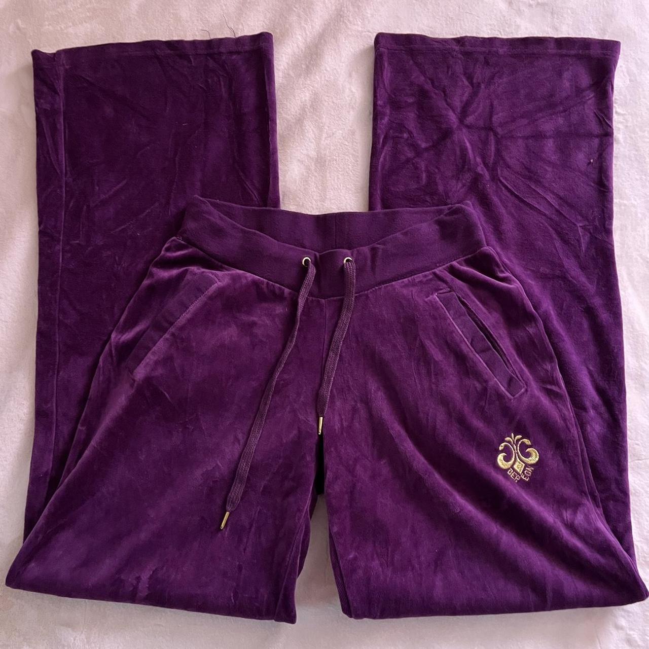 Purple dereon velour tracksuit bottoms #tracksuit... - Depop
