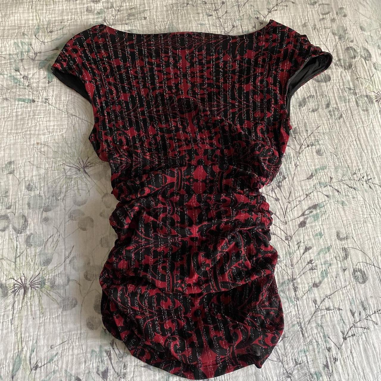 pretty red mesh top best fits s-m, really stretchy... - Depop