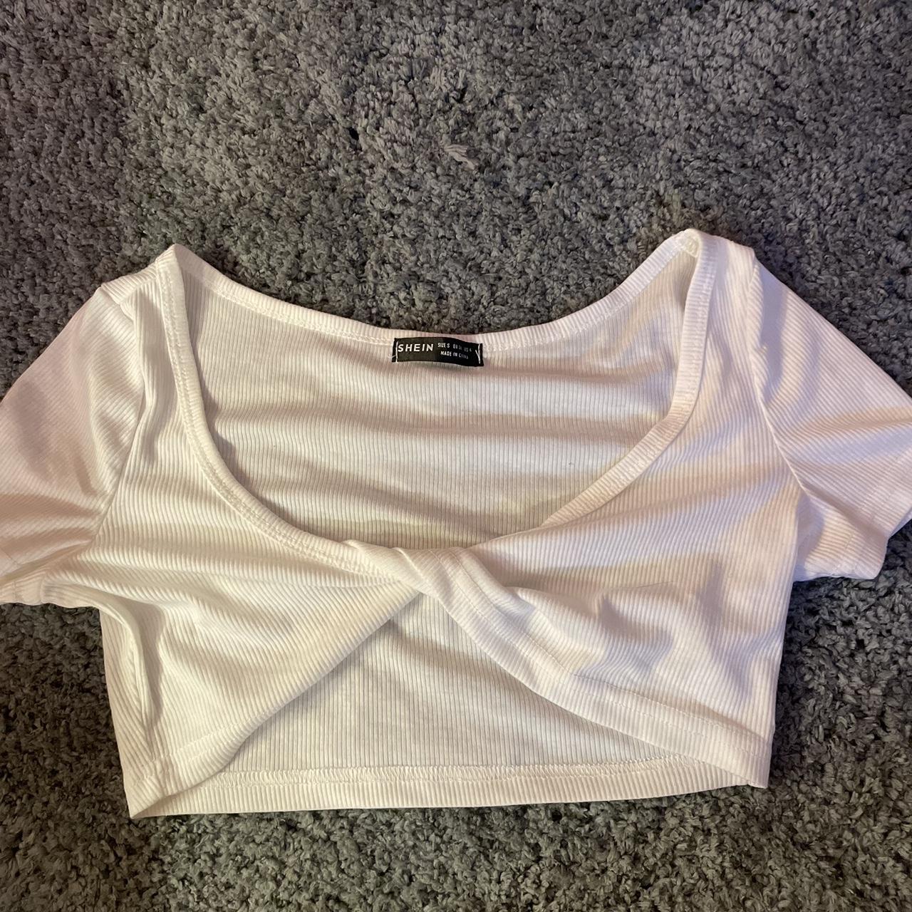 white shien front wrap crop top. So flattering on,... - Depop