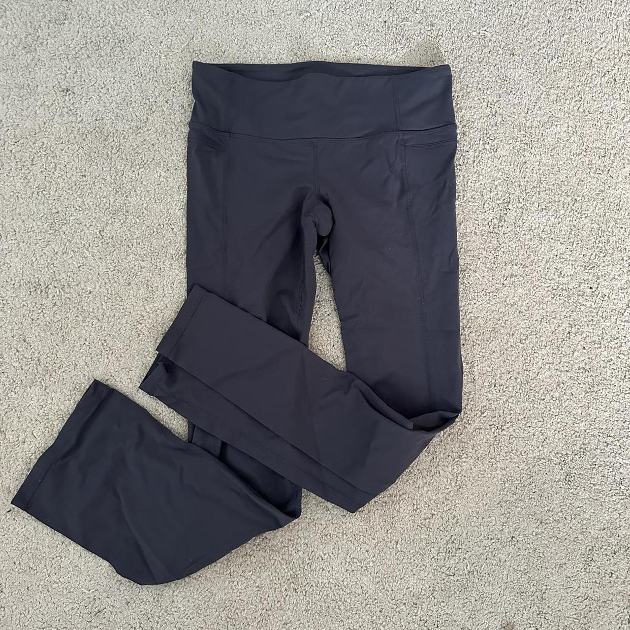 Athleta low waisted flare legging. Greyish navy... - Depop