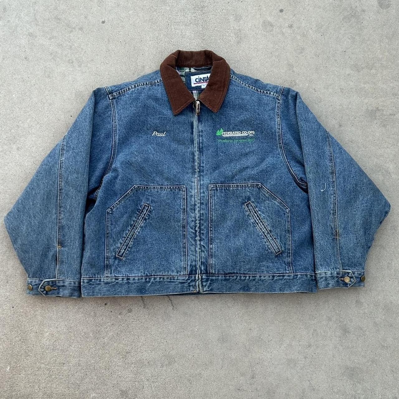 denim detroit jacket -very thick material inside and... - Depop