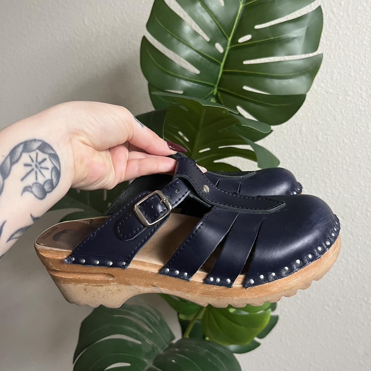Troentorp Mary Jane Clogs Dark blue leather Fit a... - Depop