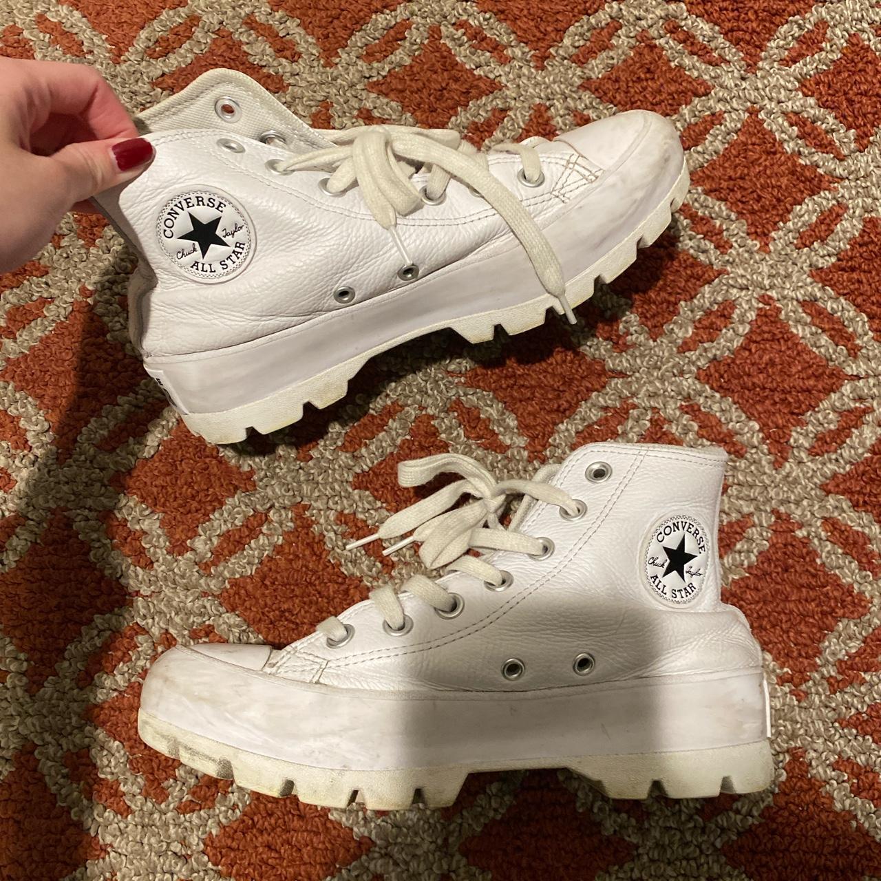 White converse all star high lugged shoes, size 5.5,... - Depop