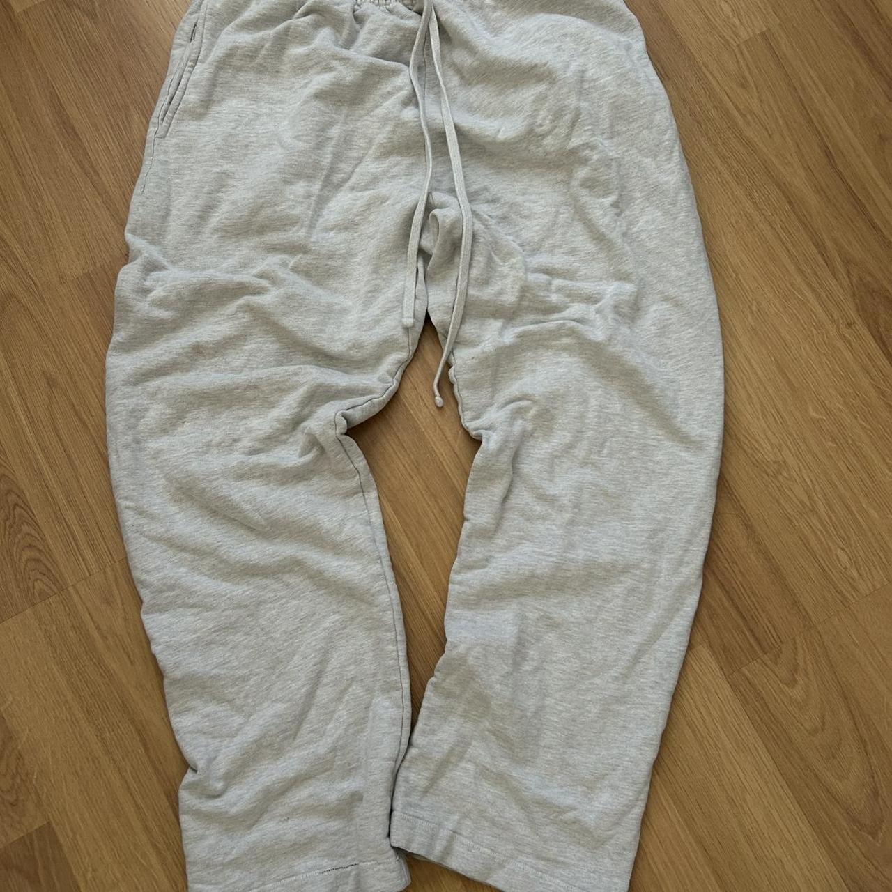 Mnml Greg and white baggy Uncuffed sweats with long... - Depop