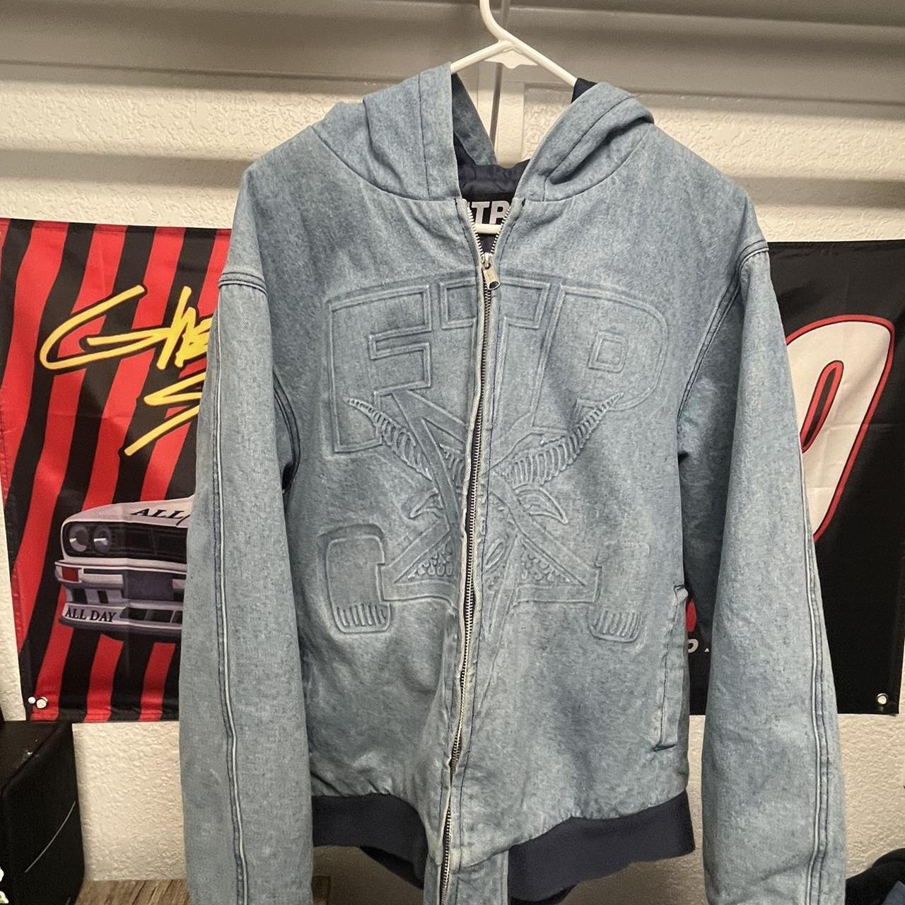 FTP x thrasher skategoat denim zip up jacket size:... - Depop