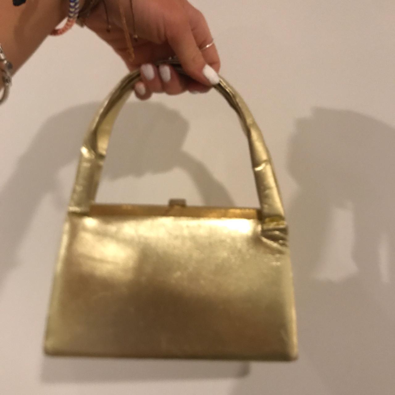 Little vintage gold top handle clutch bag Pearl... - Depop