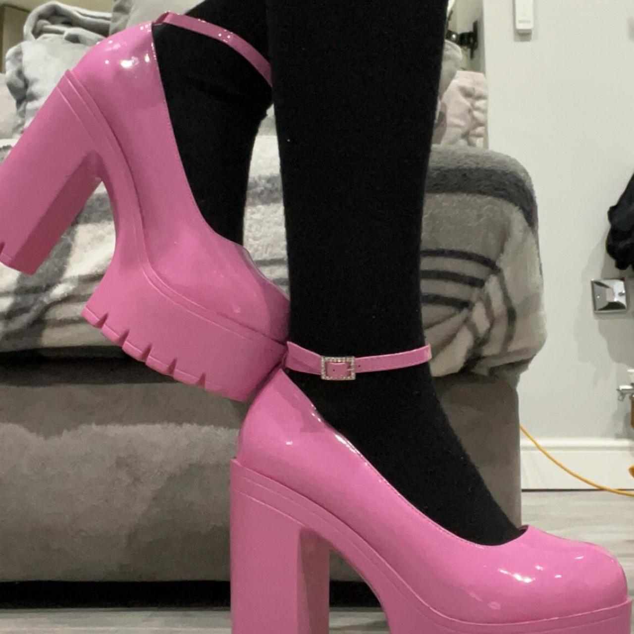 pink dollette heels 💝🎀 wore once and in perfect... - Depop