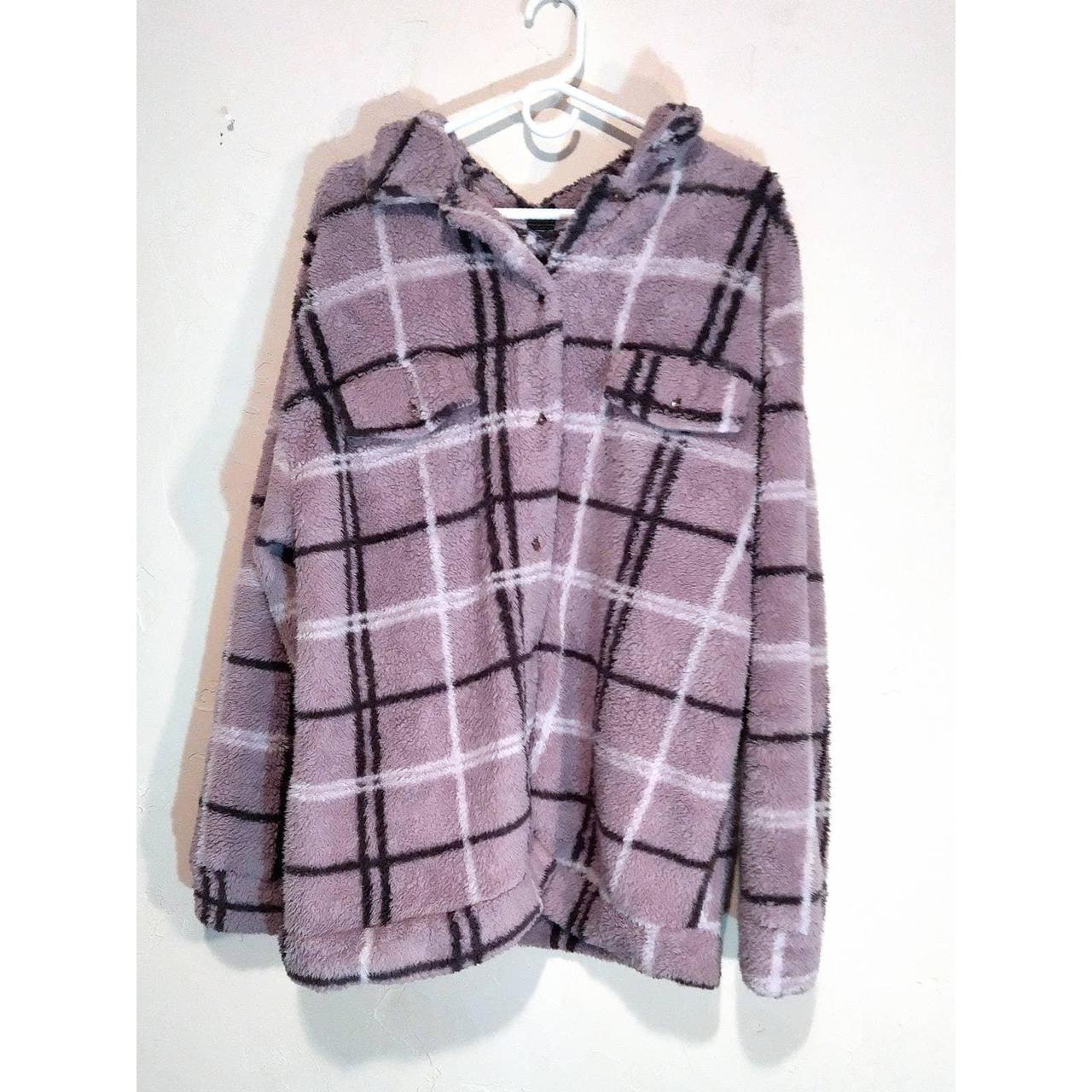 Cold Crush Fuy Purple Plaid Fleece Shirt Jacket... - Depop