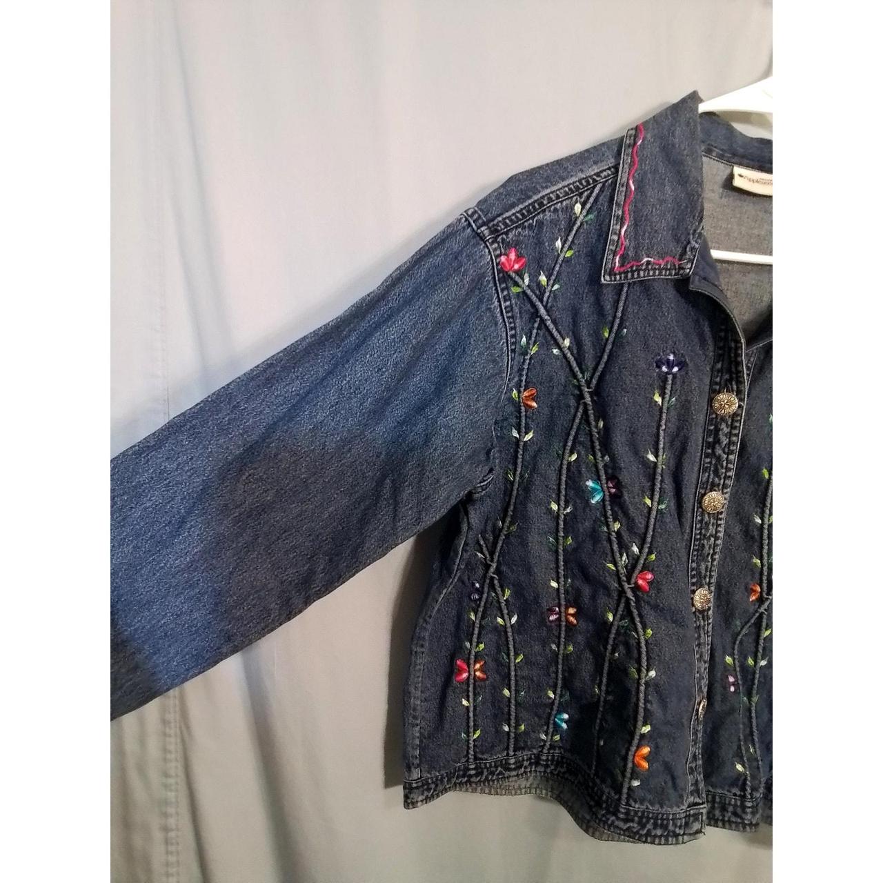 Appleseeds Petits Denim jack with floral embroidery... - Depop
