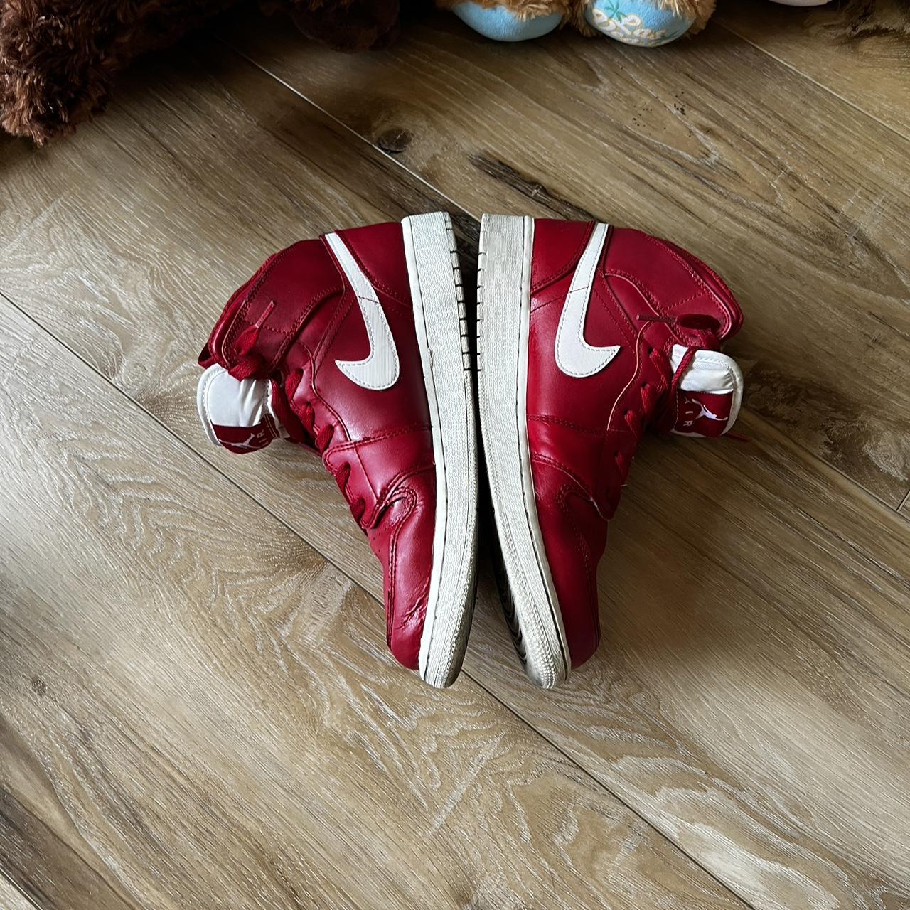 Jordan 1s Red and white mids -older shoes worn... - Depop